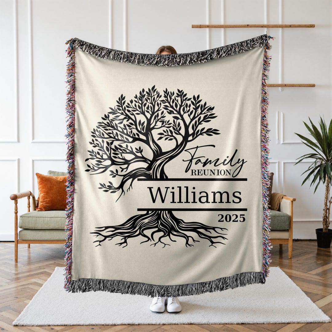 Family Reunion Gift, Family Tree Blanket, Woven Throw Blanket, Custom ...