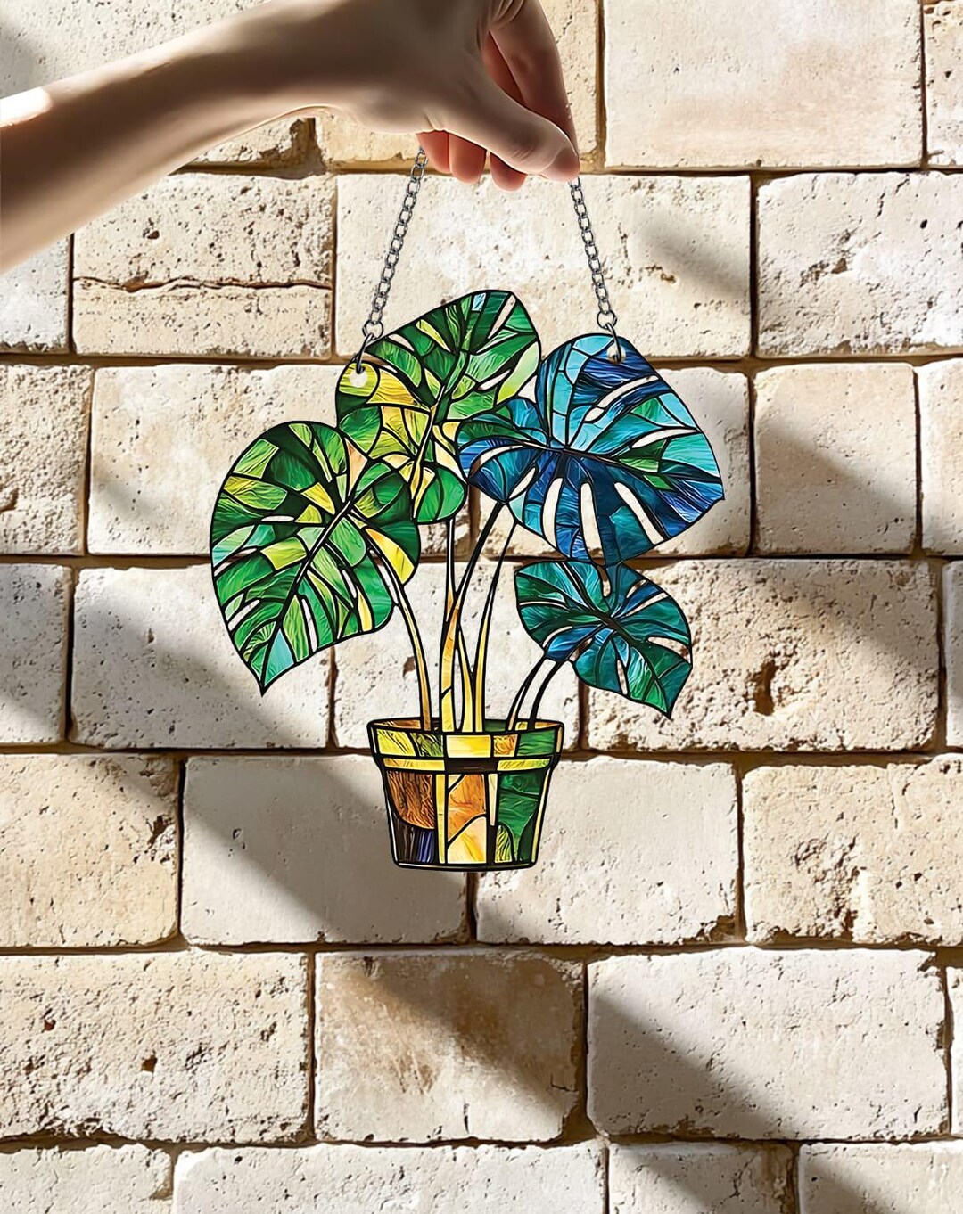 Monstera Leaves Acrylic Window Hanging, Monstera Leaves Window Decor ...