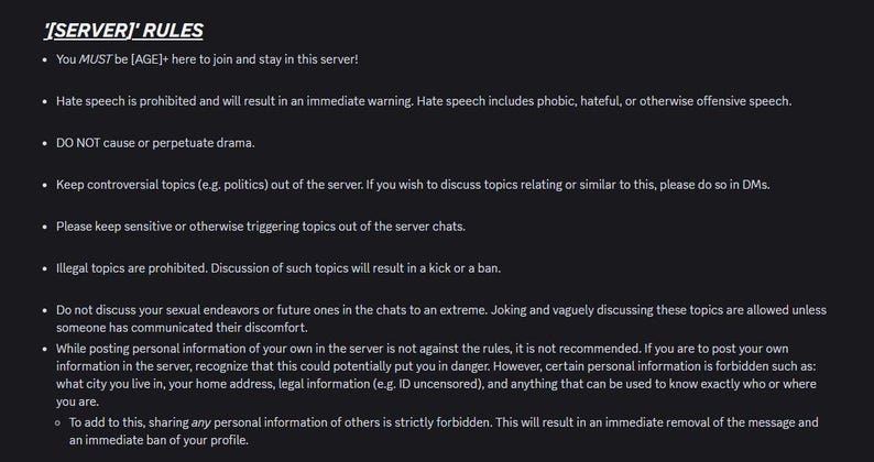 FREE Discord Rule Set - Etsy