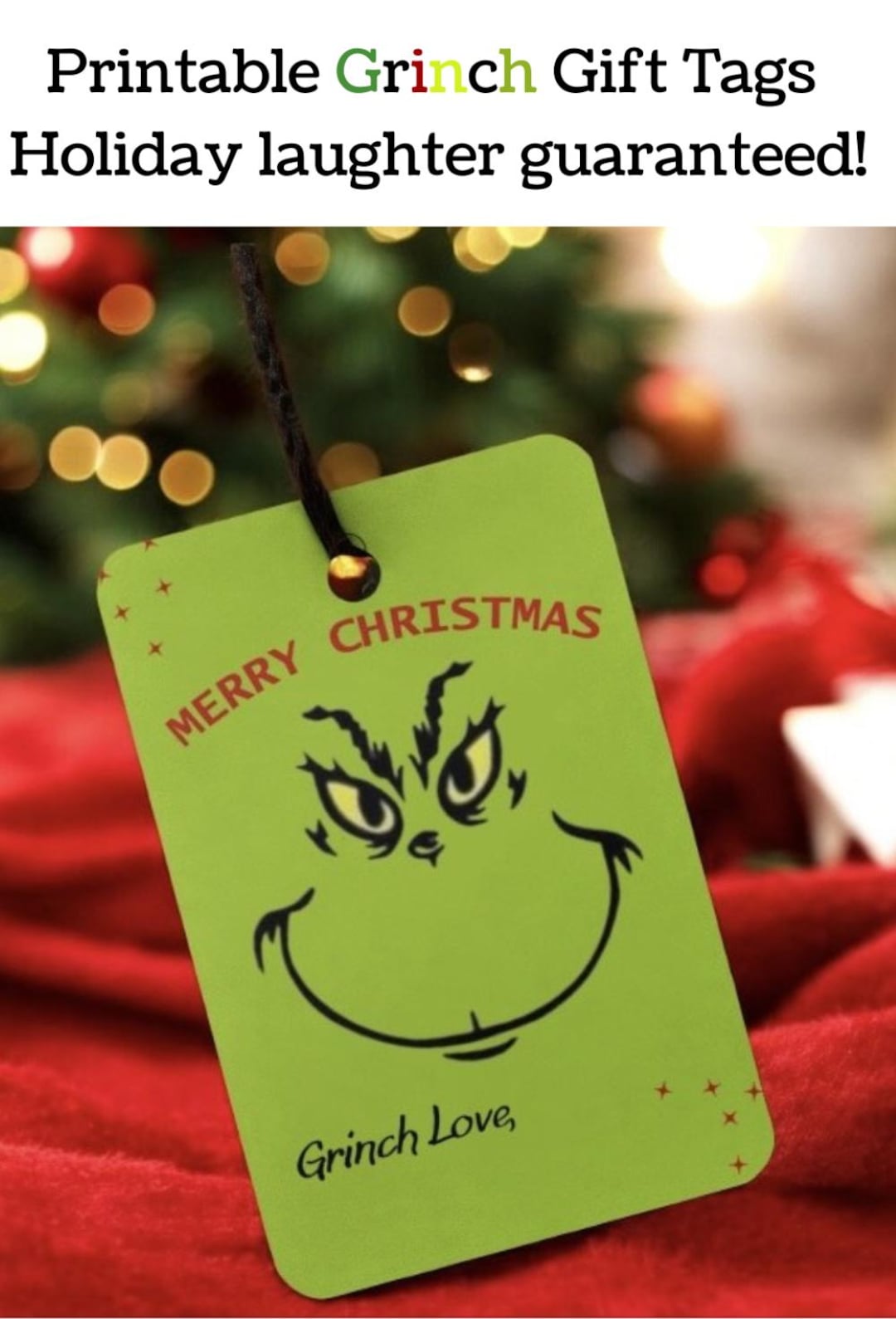 Grinch Gift Tags - Printable Gift Label- Christams Gift Tags Download ...
