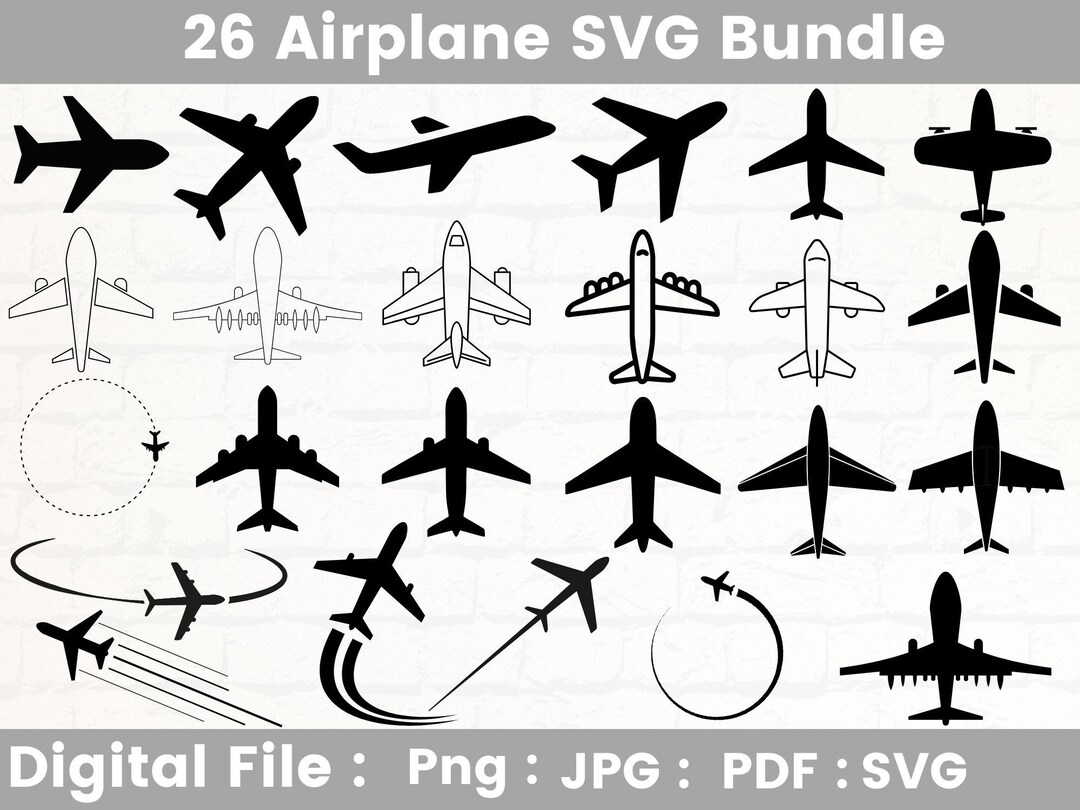 Airplane Svg Bundle - Airplane Svg - Airplane Silhouette - Airplane ...