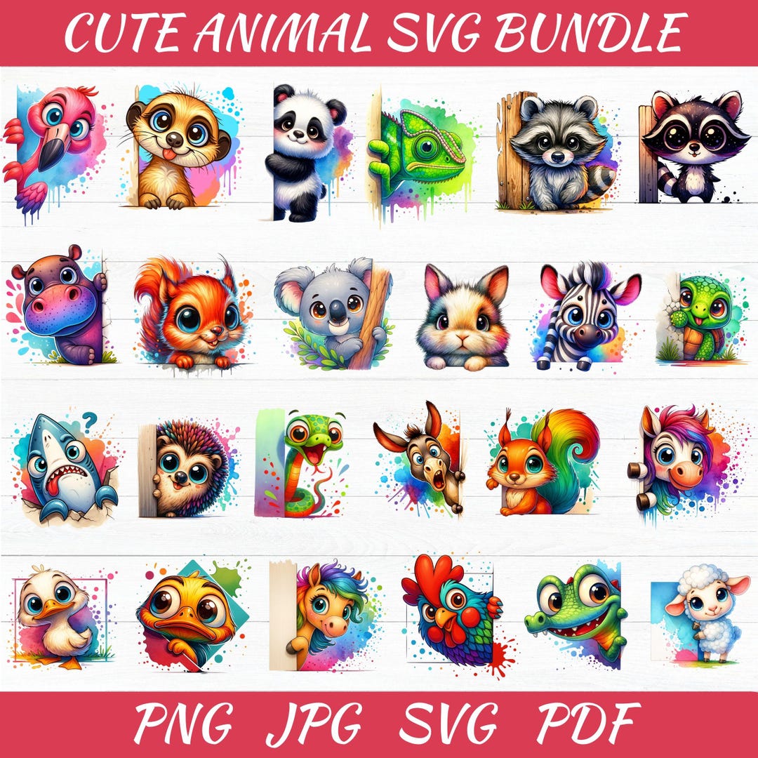 Watercolor Animal Clipart - Cute Animal Clipart - Cartoon Animal Art ...