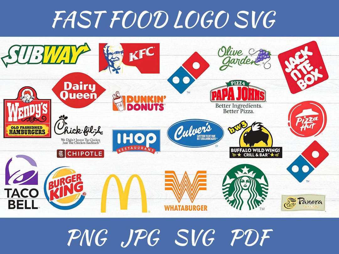 Fast Food Logos Svg Bundle - Diner Logos Png - Pizza Places Logos Svg ...