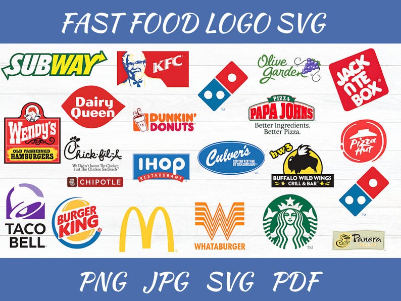 Fast Food Logos SVG Bundle: Diner & Pizza Restaurant Clipart - Etsy