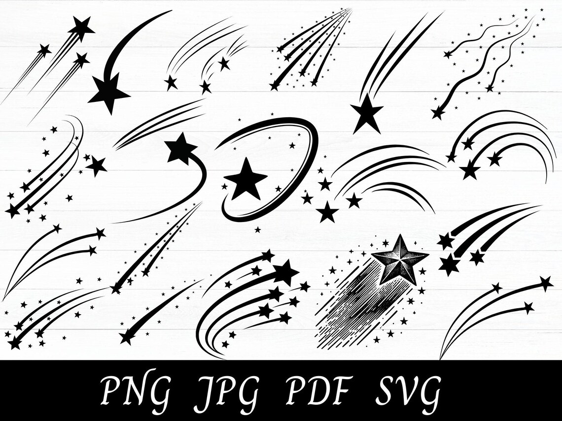 Shooting Stars SVG, Star Svg, Stars Svg, Star Cut Files, Shooting Star ...