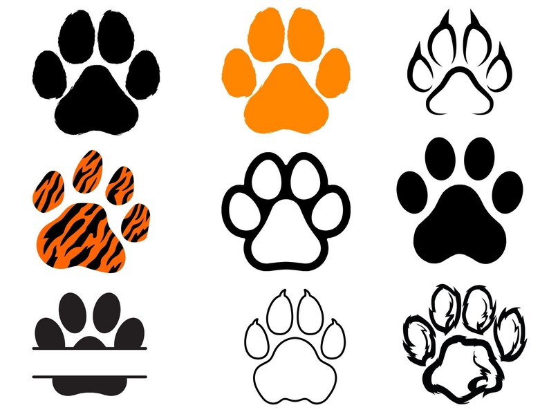 Tiger Paw Svg, Tiger Paw Outline Svg, Tiger Paw Decal, Tiger Paw Png ...