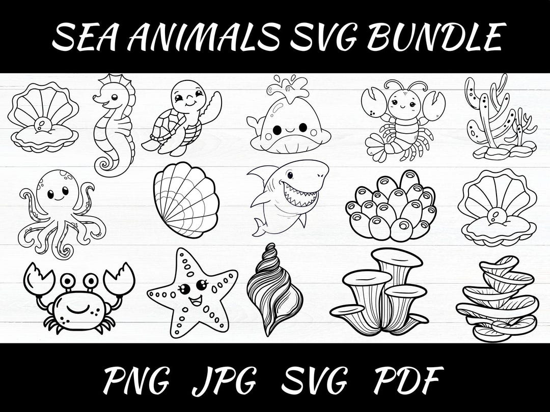Sea Animals SVG, Ocean Svg, Sea Life Svg, Octopus Svg, Shark Svg ...
