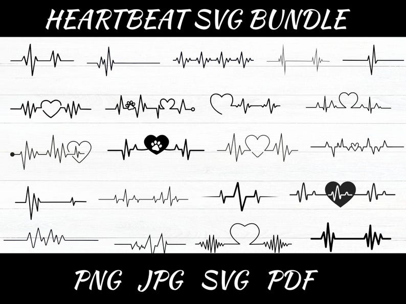 Heartbeat Svg Bundle - Love Heartbeat Svg - Heartbeat Clipart ...