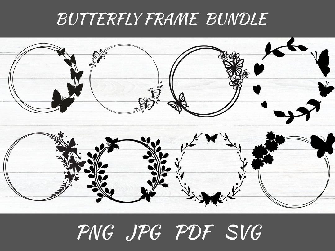 BUTTERFLY FRAME SVG Bundle Butterfly Border Svg Files Butterfly Clipart ...