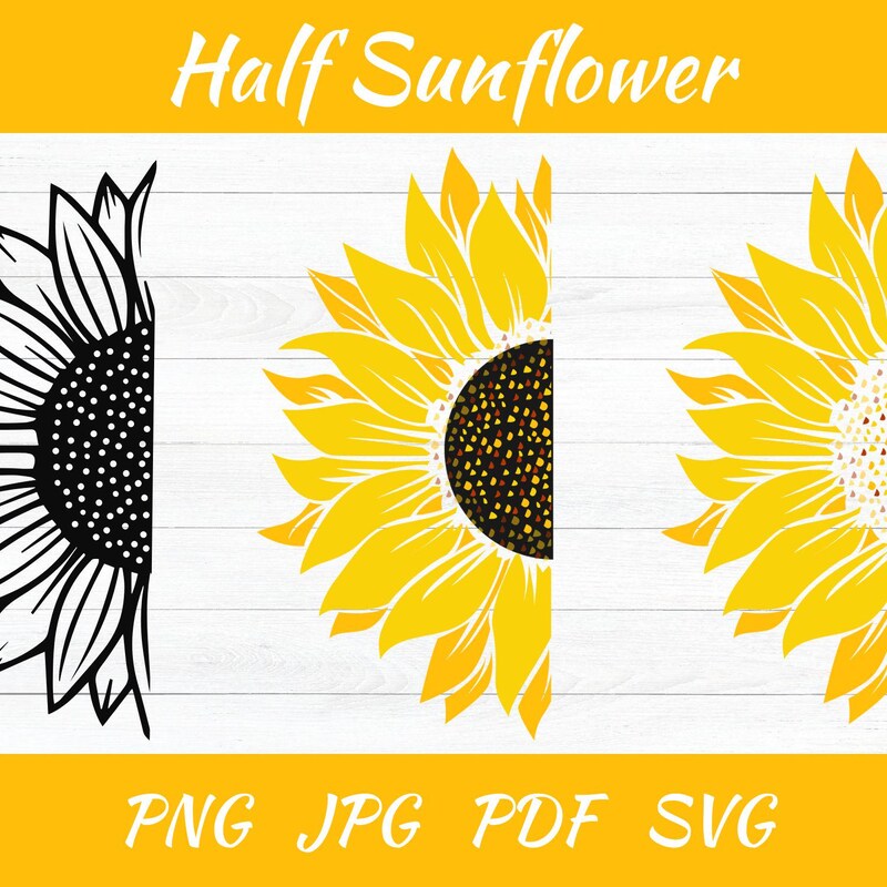 Half Sunflower Svg - Etsy