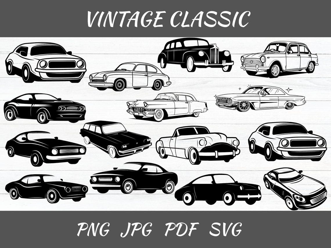 15 Vintage Classic Old Car Svg, Car Svg Bundle, Car Cut Files for ...