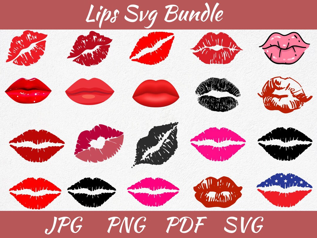 Lips Svg - Lipstick Svg - Kiss Svg - Valentines Day Svg - Kissy Lips ...