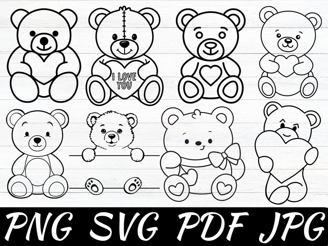Teddy Bear Outline, Teddy Bear Svg, Teddy Bear Png, Bear Cricut, Bear ...