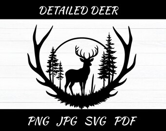Detailed Deer Head Svg, Whitetail Deer SVG, Big Buck Digital Download ...