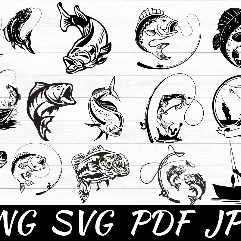 Catching Fish Svg - Etsy