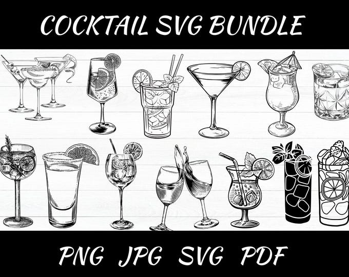 Cocktail SVG Bundle, Cocktail PNG Bundle, Cocktail Clipart, Cocktail ...