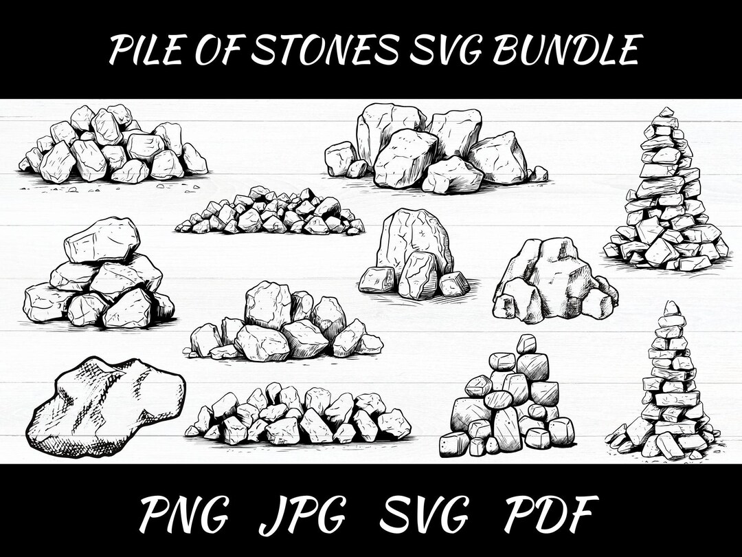Pile of Stones SVG Bundle, Pile of Rocks Svg,pile of Stones,pile of ...