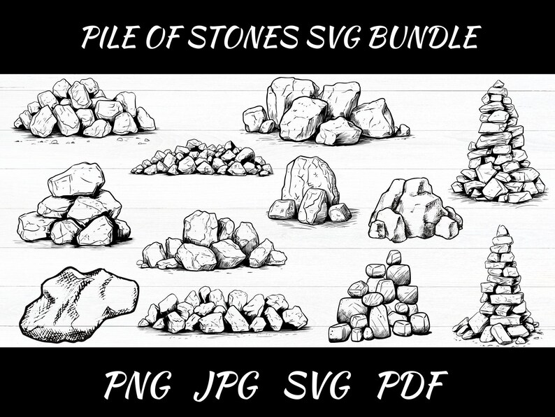 Pile of Stones SVG Bundle, Pile of Rocks Svg,pile of Stones,pile of ...