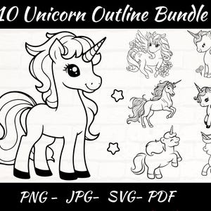 Baby Unicorn Svg - Unicorn Outline Svg - Unicorn Silhouette Svg - Fairy ...