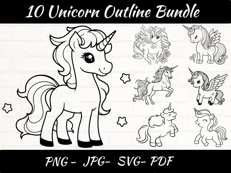 Baby Unicorn Svg - Unicorn Outline Svg - Unicorn Silhouette Svg - Fairy ...