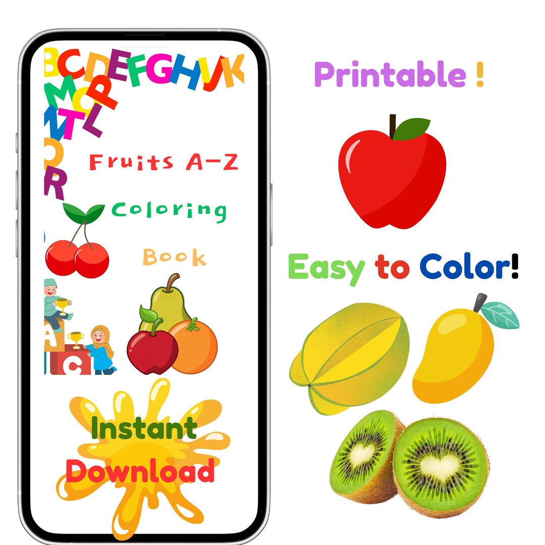 Alphabet Fruit Coloring Book A-Z: ABC Tracing, Preschool Activity ...