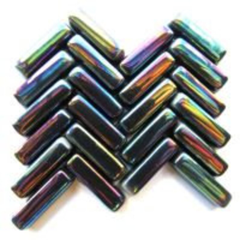 20mm Black Iridescent Glass Border Mosaic Tiles//mosaic - Etsy