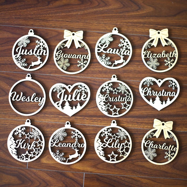 Personalized Laser Cut Wood Christmas Ornament, Custom Name - Etsy