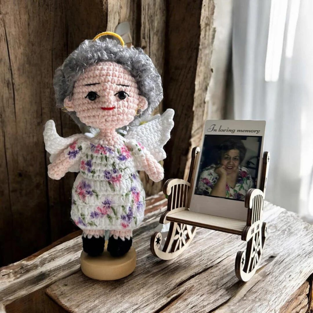 Personalized Crochet Doll Memorial Rocking Chair & Photo Card Edition ...