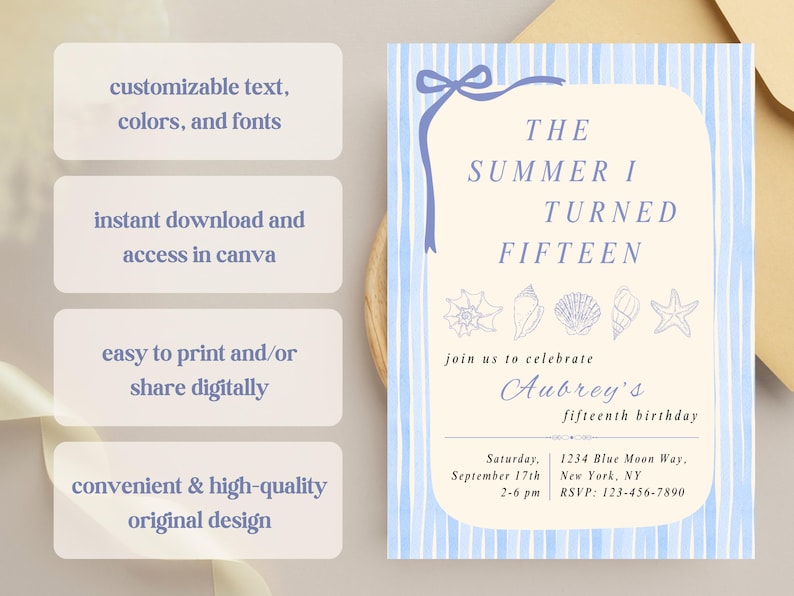 The Summer I Turned Pretty Birthday Invitation Template, TSITP Party ...