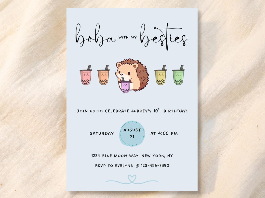 Boba Birthday Invitation Template, Boba With My Besties Birthday Party ...