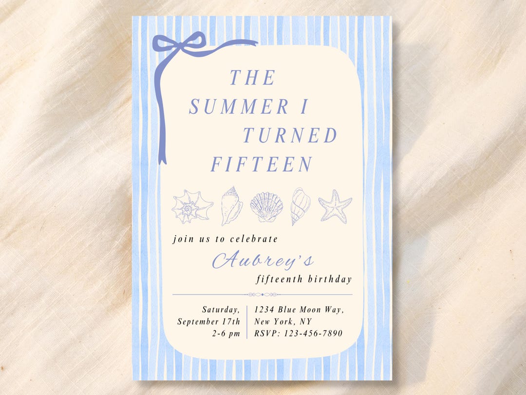 The Summer I Turned Pretty Birthday Invitation Template, TSITP Party ...