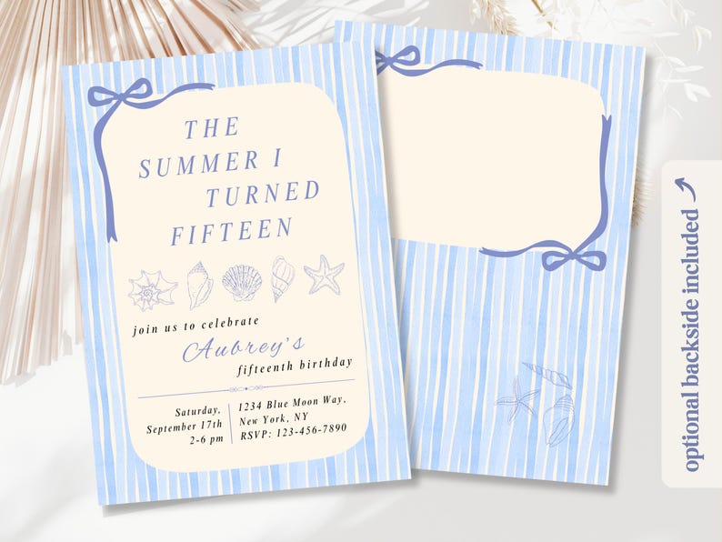 The Summer I Turned Pretty Birthday Invitation Template, TSITP Party ...
