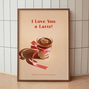 I Love You A Latte Iced Coffee Retro Coquette Girly Aesthetic Poster ...