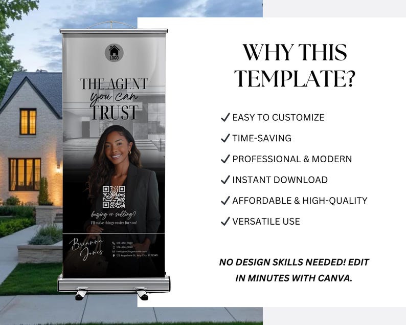 Real Estate Agent Pull-up Banner Template, Canva Professional ...