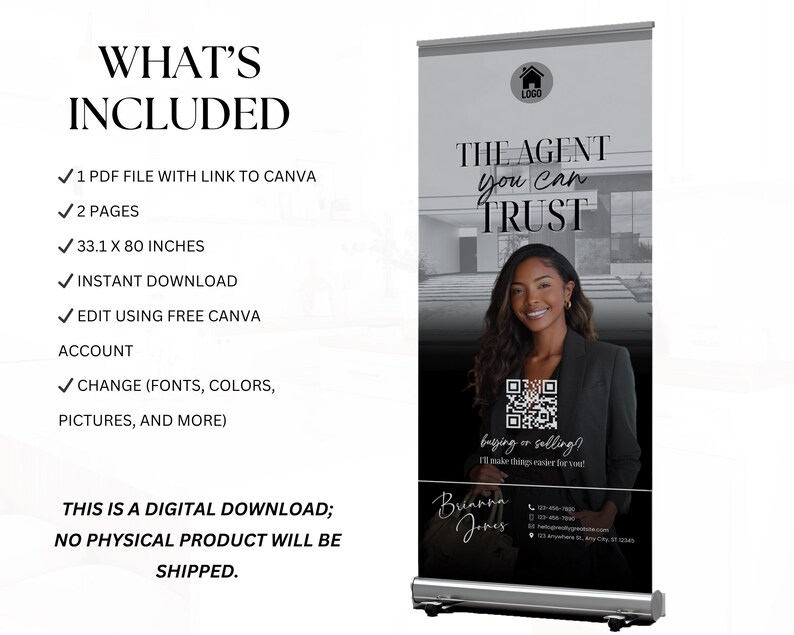 Real Estate Agent Pull-up Banner Template, Canva Professional ...