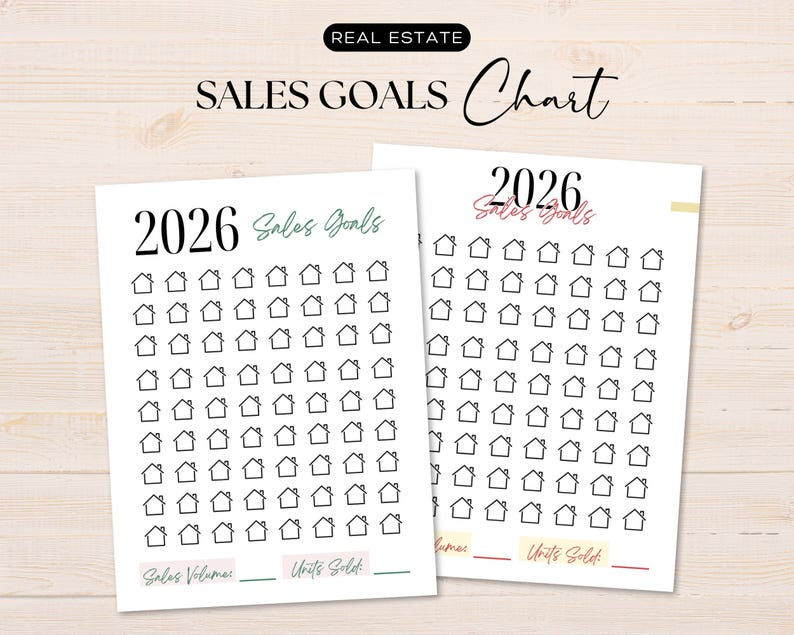 Goal Chart, Goal Setting 2026, Realtor Sales Tracker, Realtor Success ...