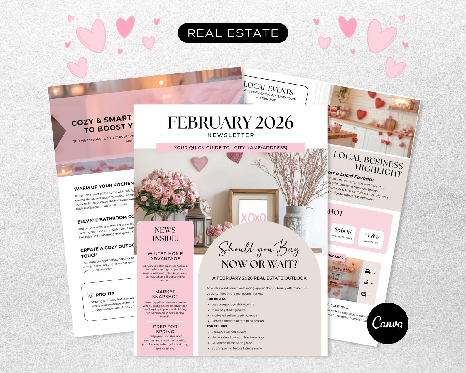 February Real Estate Newsletter | Email Marketing | Editable Canva ...