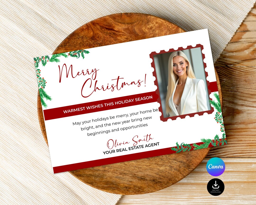 Holiday Postcard for Realtors, Canva, Real Estate Christmas Card ...
