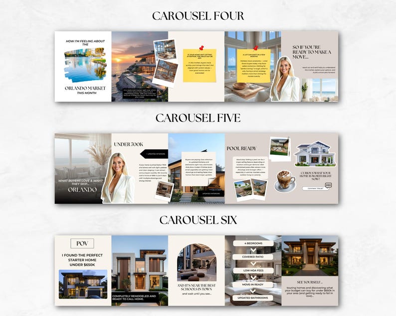 Real Estate Instagram Carousel Templates, Real Estate Instagram Post ...