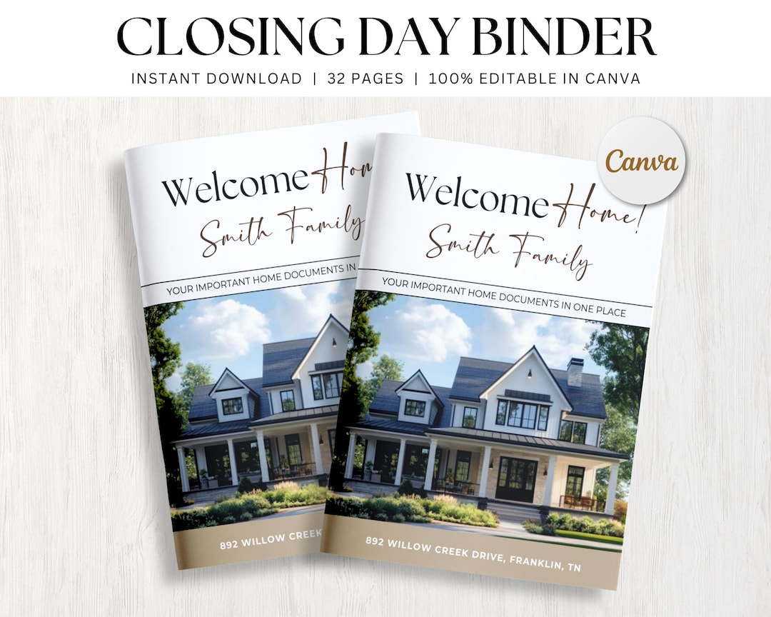 Closing Day Binder Template | Closing Gift | Homeowner | Real Estate ...