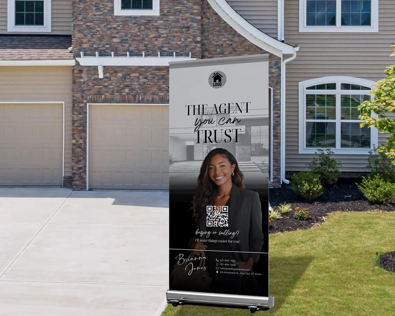 Real Estate Agent Pull-up Banner Template, Canva Professional ...