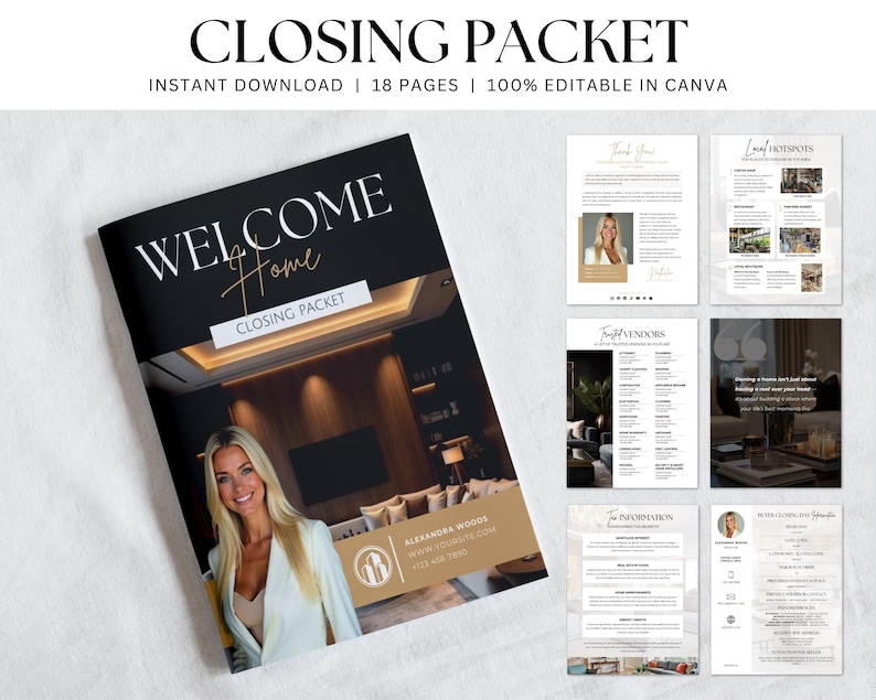 Real Estate Closing Packet Template | Canva Client Exit Packet | Real ...