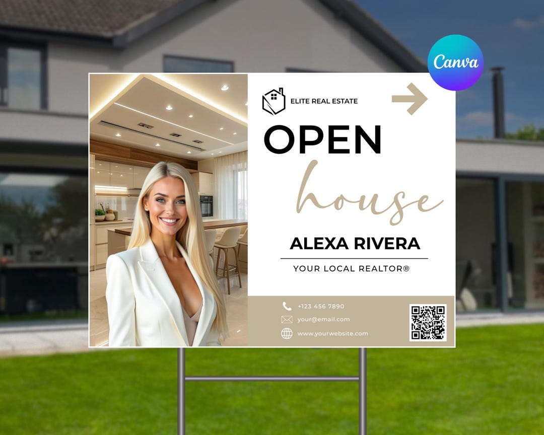 Open House Sign Template | Real Estate Yard Horizontal Sign | Open ...