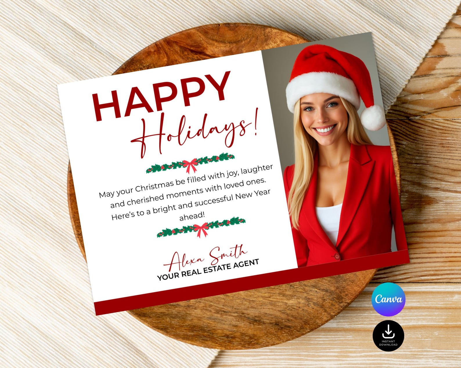 Editable Real Estate Christmas Holiday Postcard, Christmas Card Realtor ...
