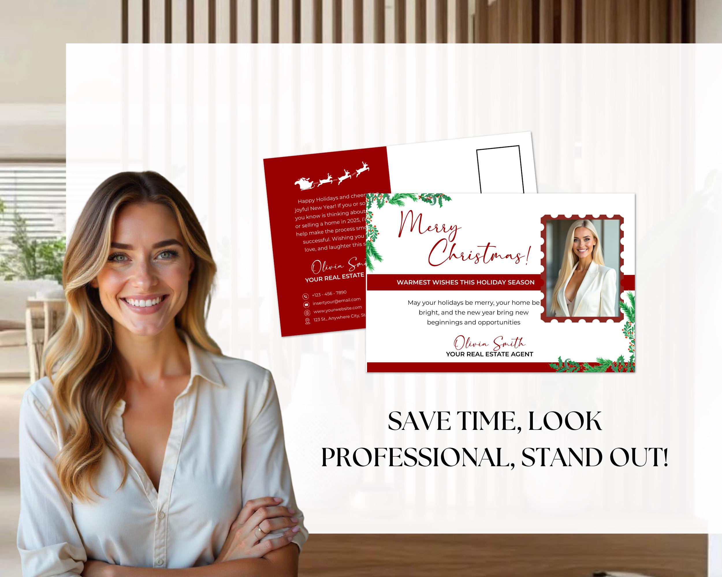 Holiday Postcard for Realtors, Canva, Real Estate Christmas Card ...