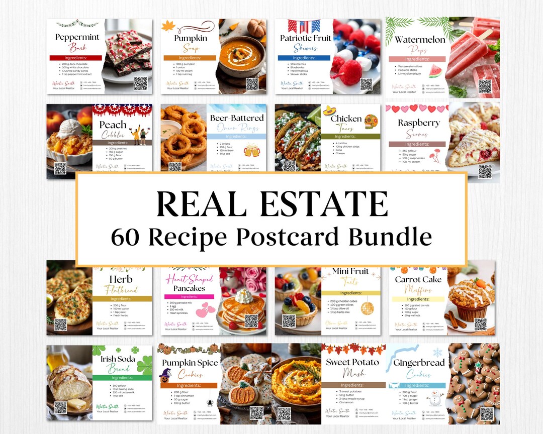 Real Estate Recipe Postcard Bundle | Recipe Postcard Template | Real ...