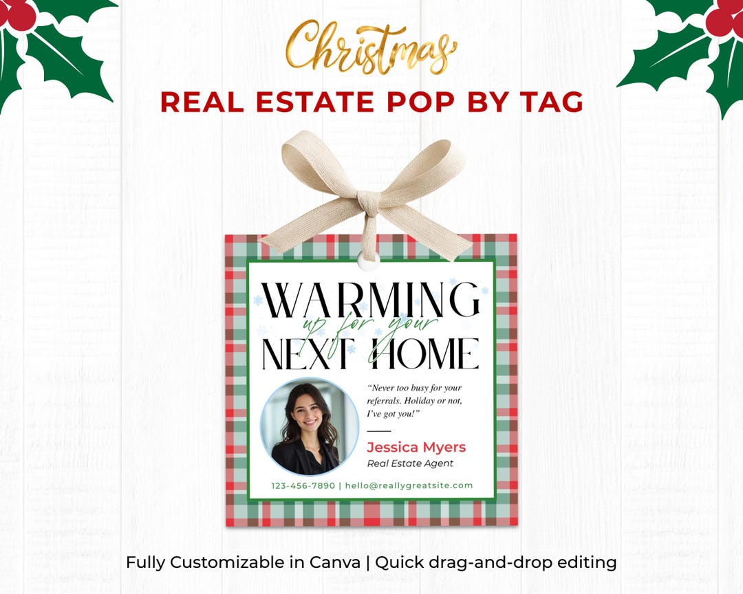Editable Winter Pop-by Tag for Real Estate Agents, Canva Template ...