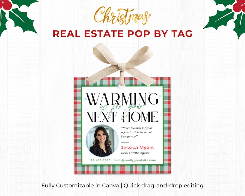 Editable Winter Pop-by Tag for Real Estate Agents, Canva Template ...