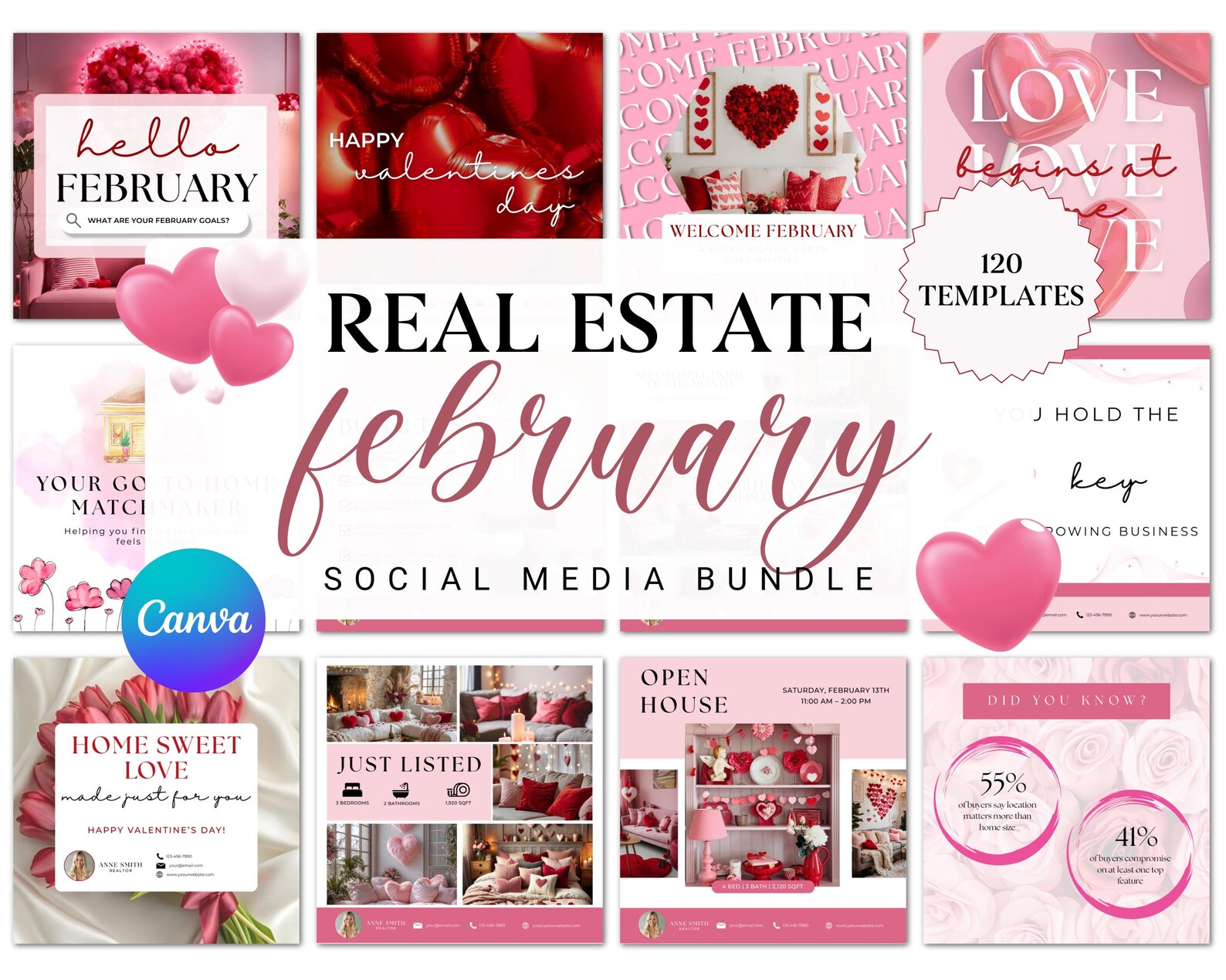 120 February Real Estate Templates | Canva Templates | Social Media ...