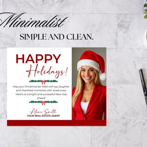 Editable Real Estate Christmas Holiday Postcard, Christmas Card Realtor ...